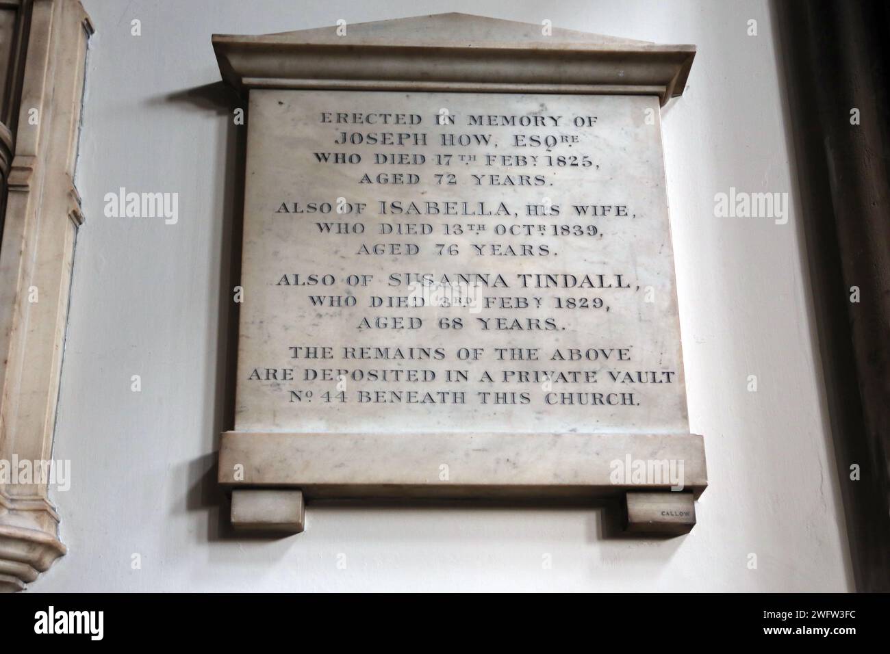Joseph How ESQre his wife Isabella and Susanna Tindall Memorial St ...