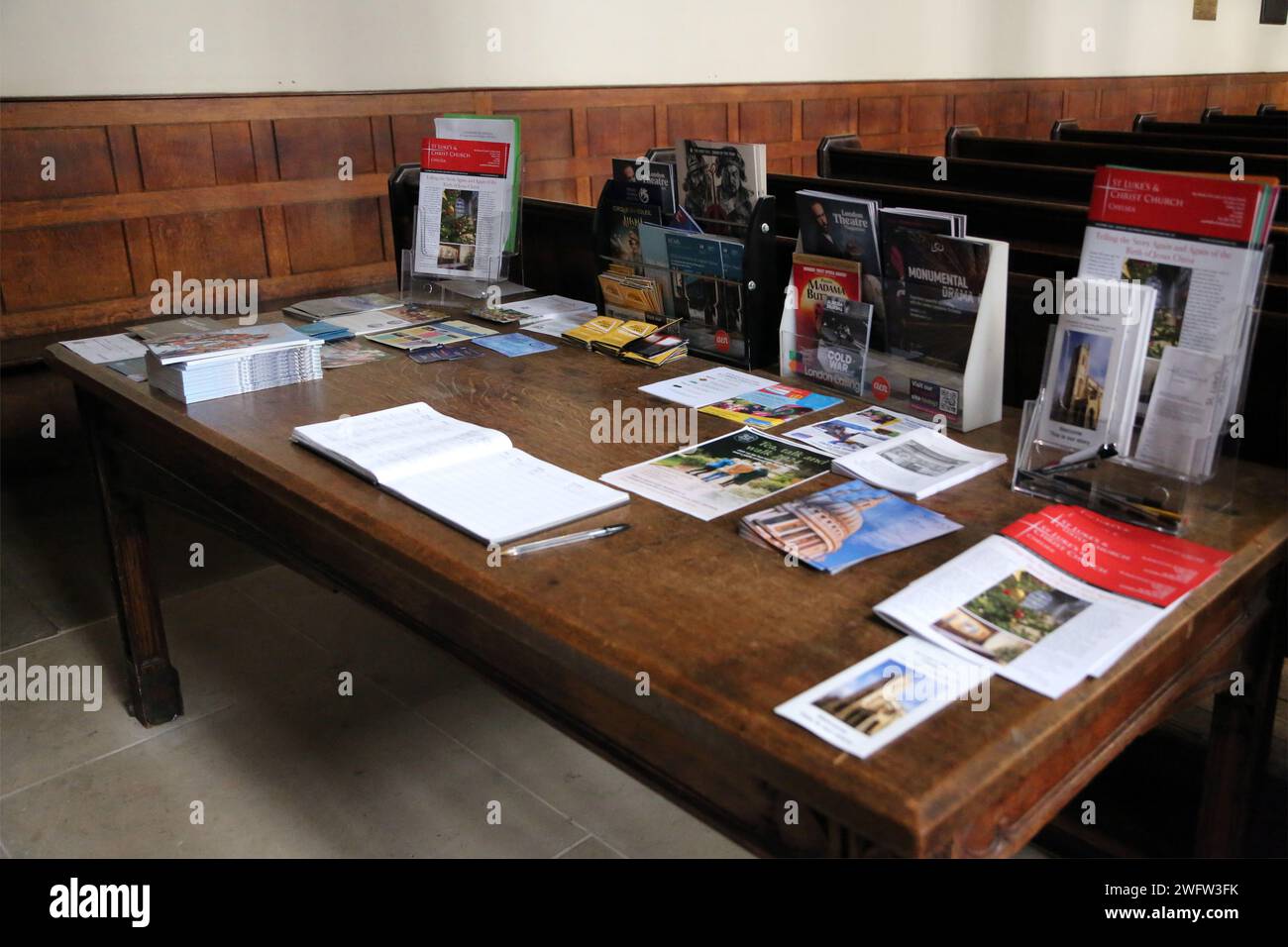 St Luke's Church Interior Wooden Table Leaflets Sydney Street Chelsea ...