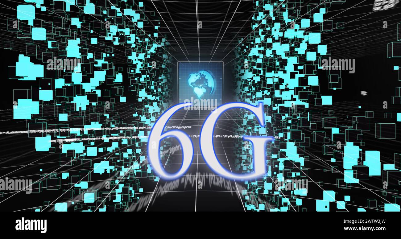 Image of 6g text, globe with network of connections Stock Photo - Alamy