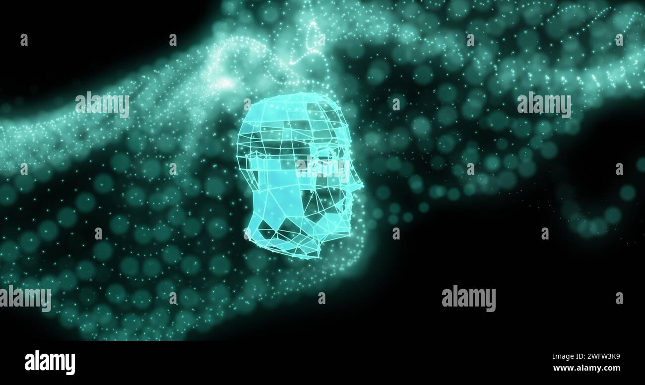 Image of mesh with data processing over human head Stock Photo - Alamy