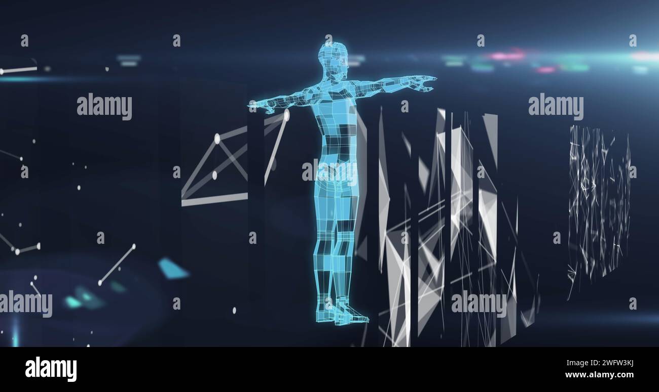 Image of data processing over human body and screens Stock Photo - Alamy