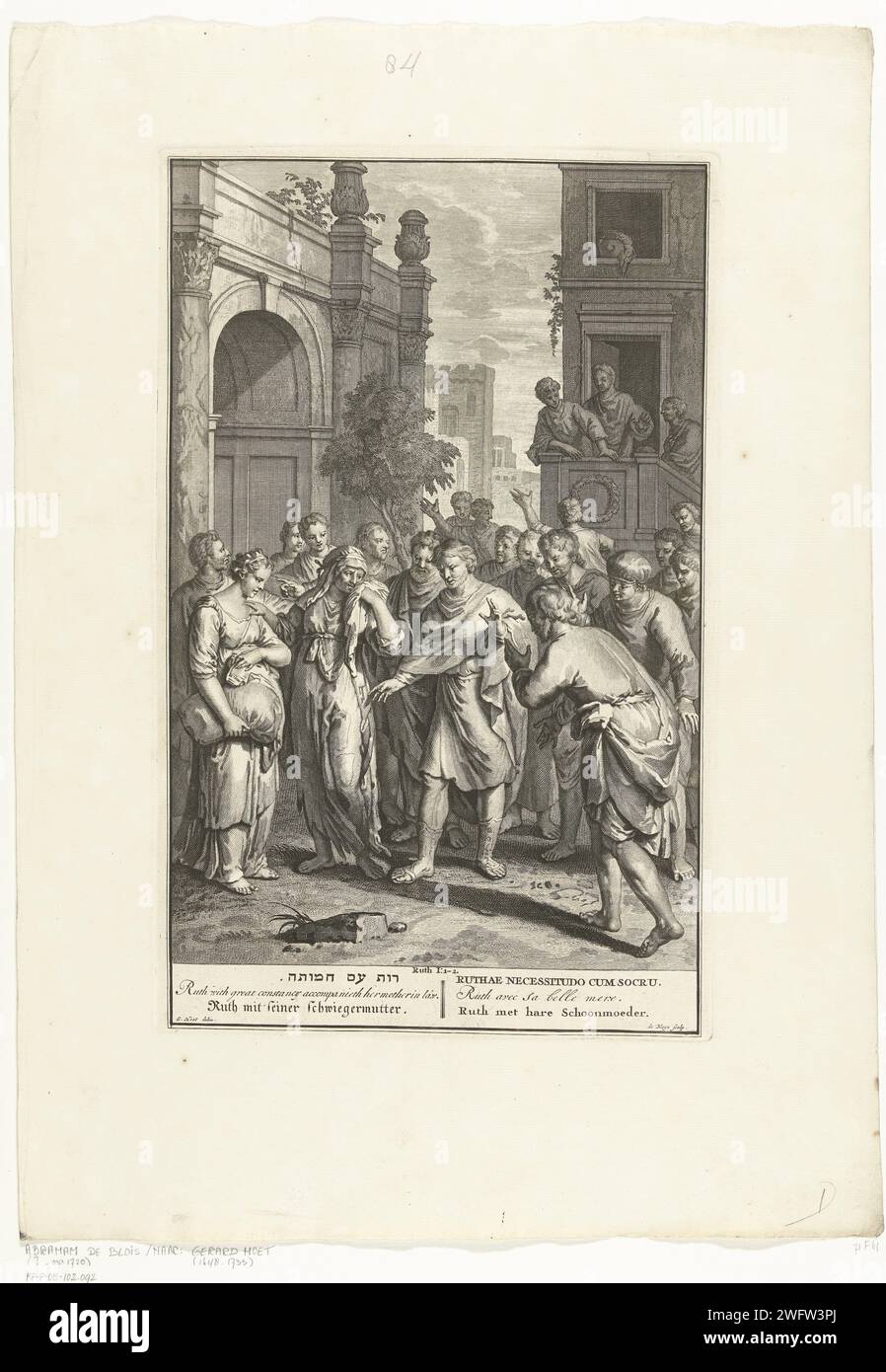 Ruth en Naomi, 1720 - 1728 print Ruth and Naomi. Under the show is the ...