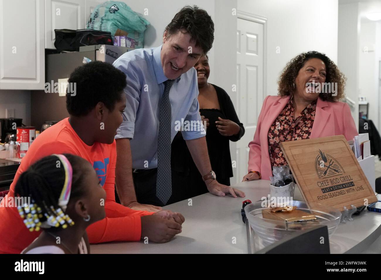 Caledon, Canada. 01st Feb, 2024. Prime Minister Justin Trudeau meets ...