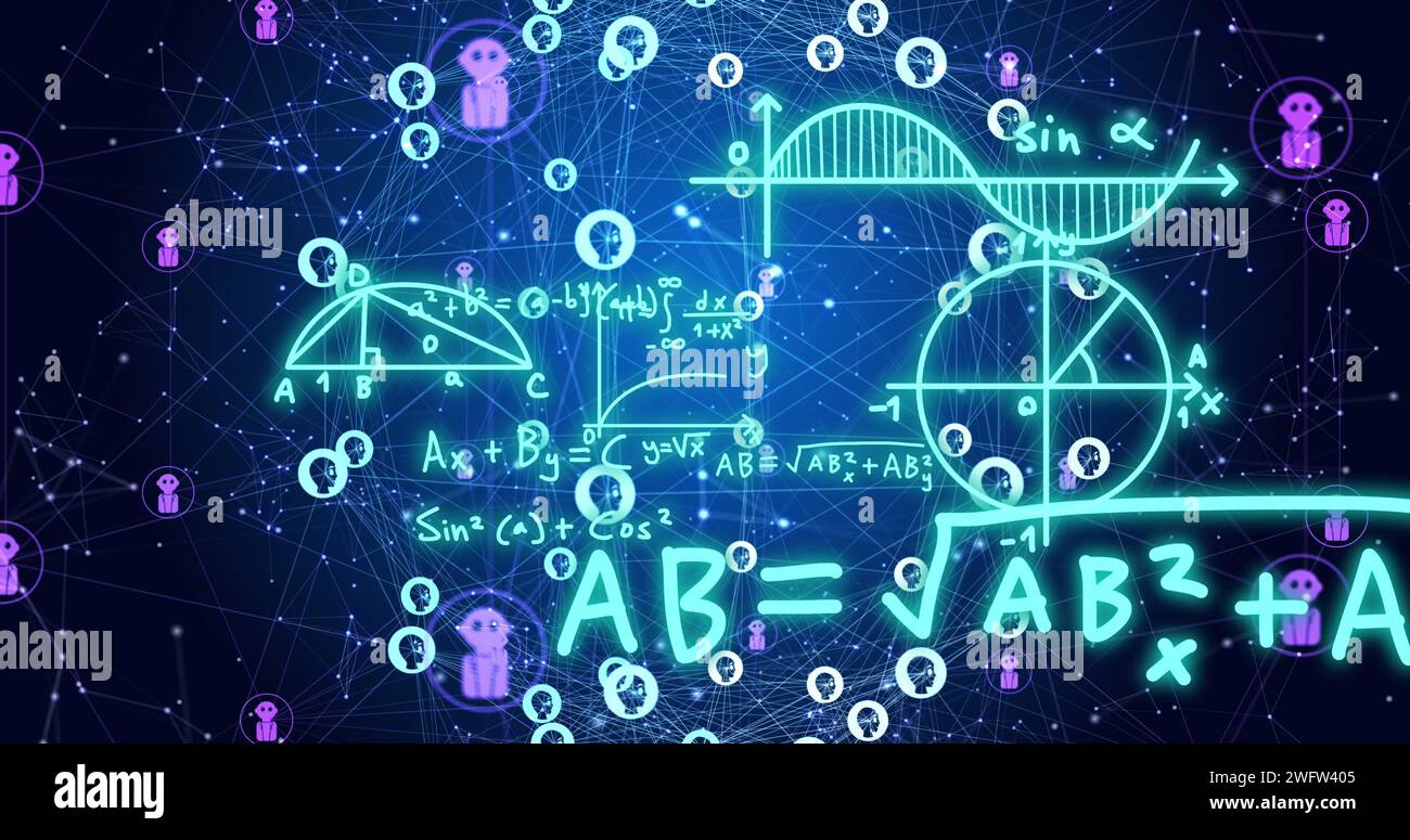 Image of ai data processing over connections with icons Stock Photo - Alamy