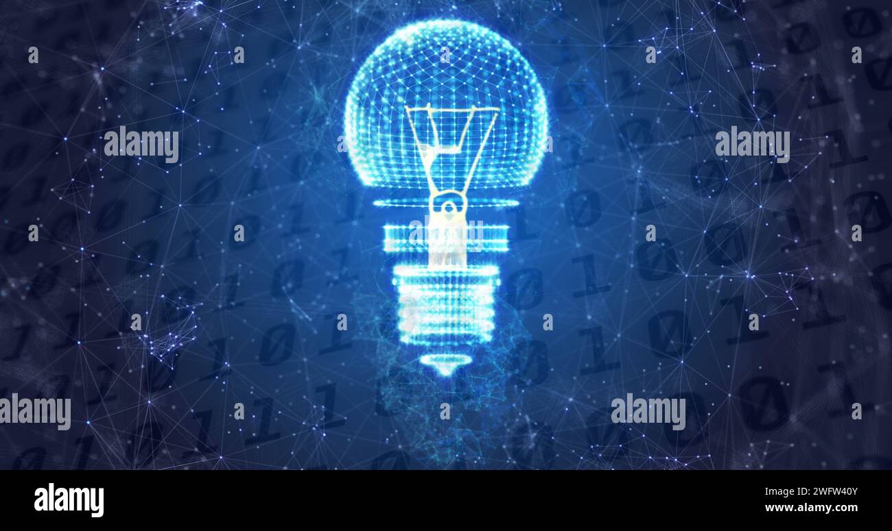 Image of light bulb and binary coding data processing Stock Photo - Alamy