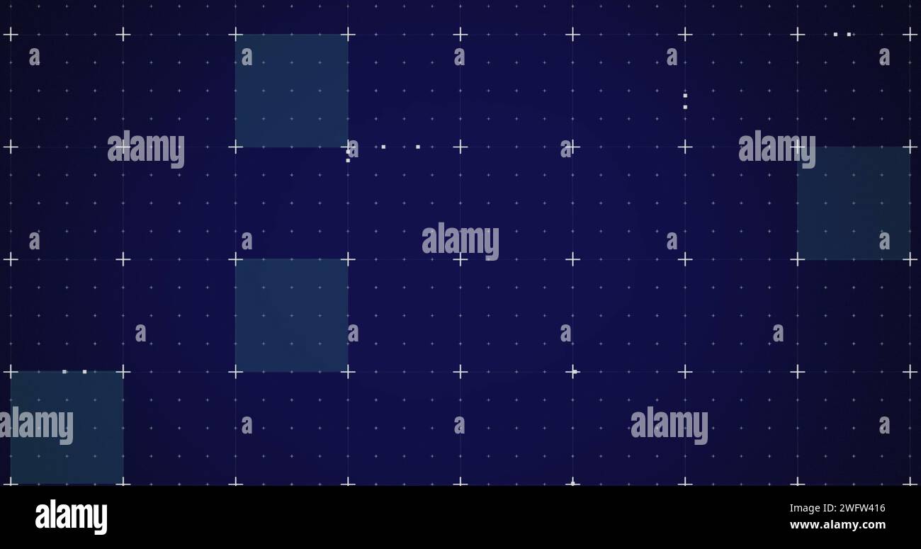 Image of white markers and blue flickering squares on grid background Stock Photo - Alamy
