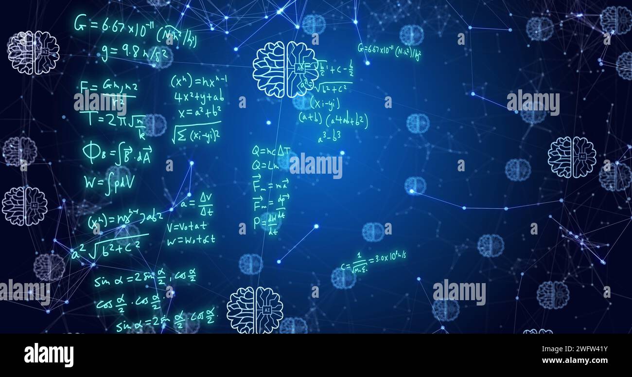 Image of ai data processing over connections with icons Stock Photo - Alamy