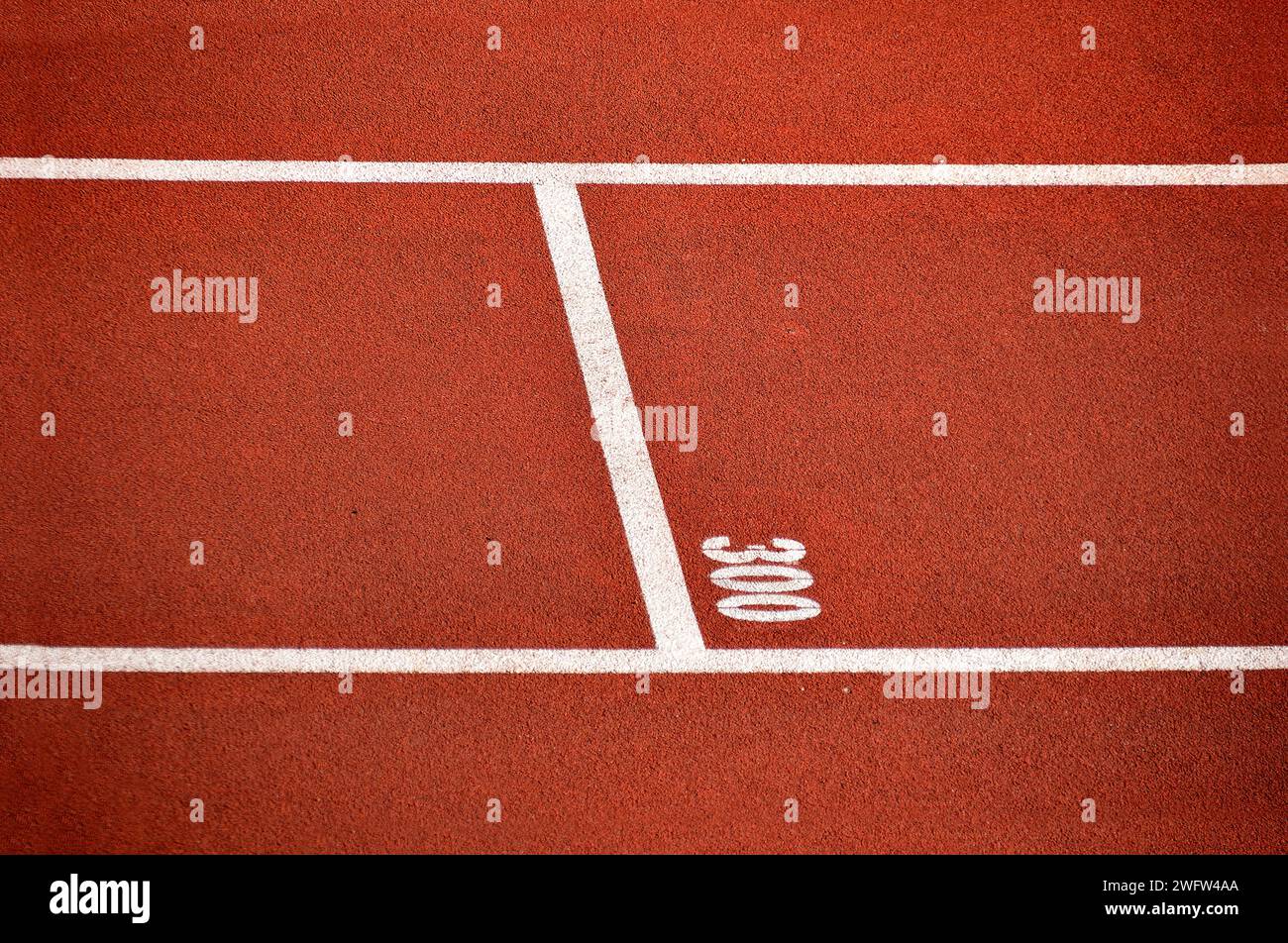 Running track with 300m mark Stock Photo - Alamy
