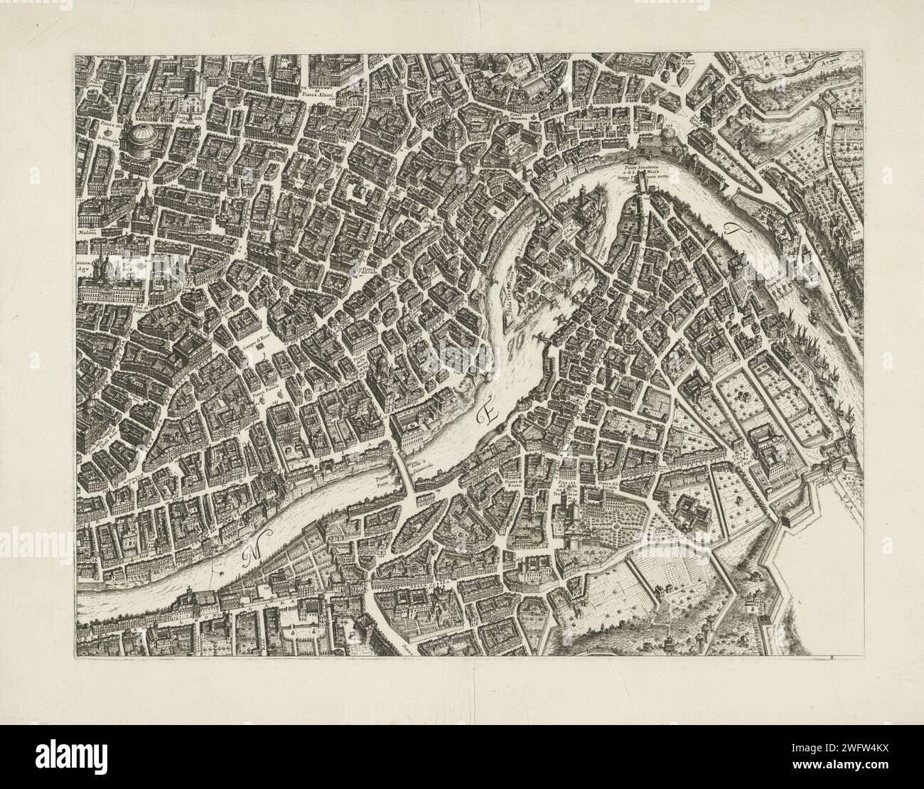 Map of the city of Rome, Giovanni Battista Falda, 1676 print Part of a ...