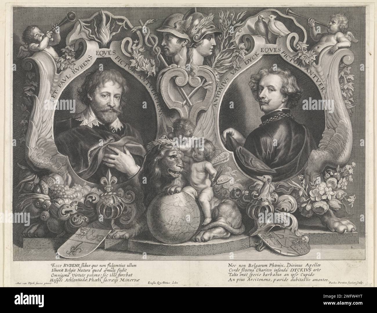 Double portrait of the painters Peter Paul Rubens and Anthony Van Dyck ...