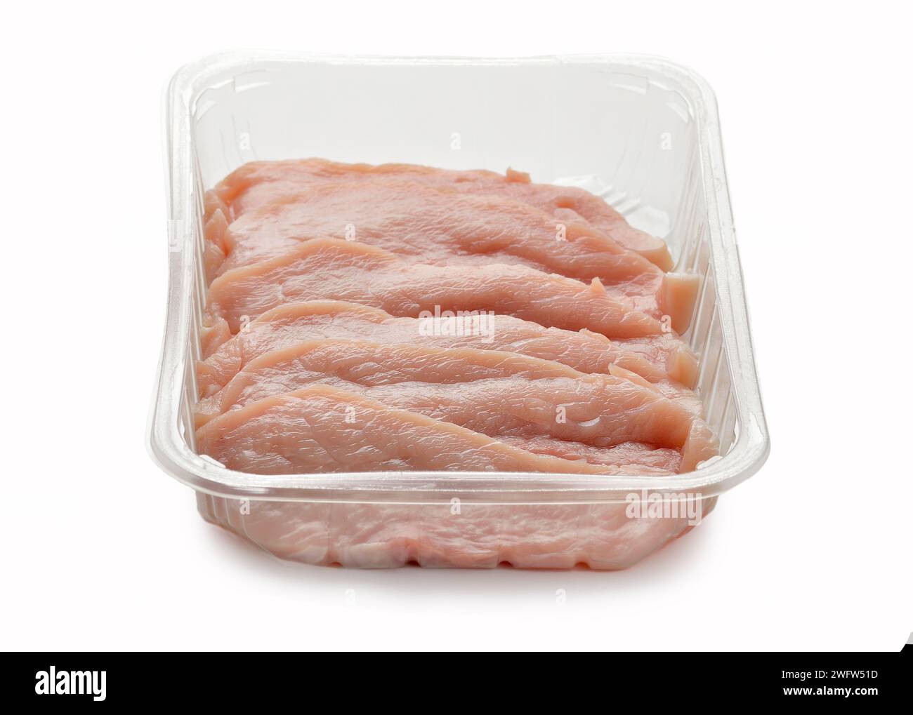 Meat. Raw pork fillet package isolated on white background Stock Photo ...