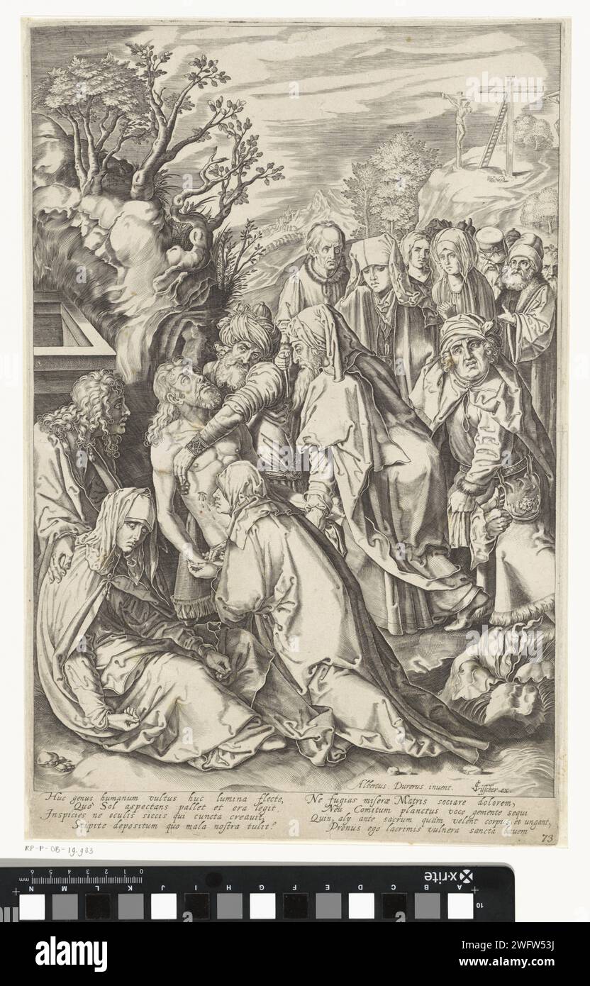 Graflegging van Christus, anonymous, after Albrecht Dürer, 1601 - 1652 print The body of Christ ...