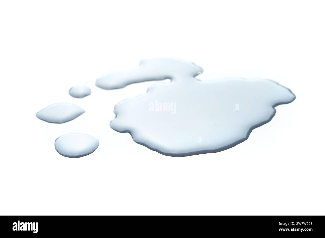 Water spilled on the floor with white background Stock Photo - Alamy