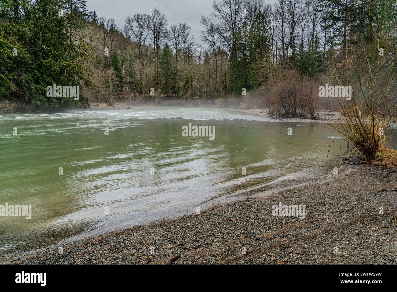 A view of the Green River in Washington State. If is winter time Stock ...