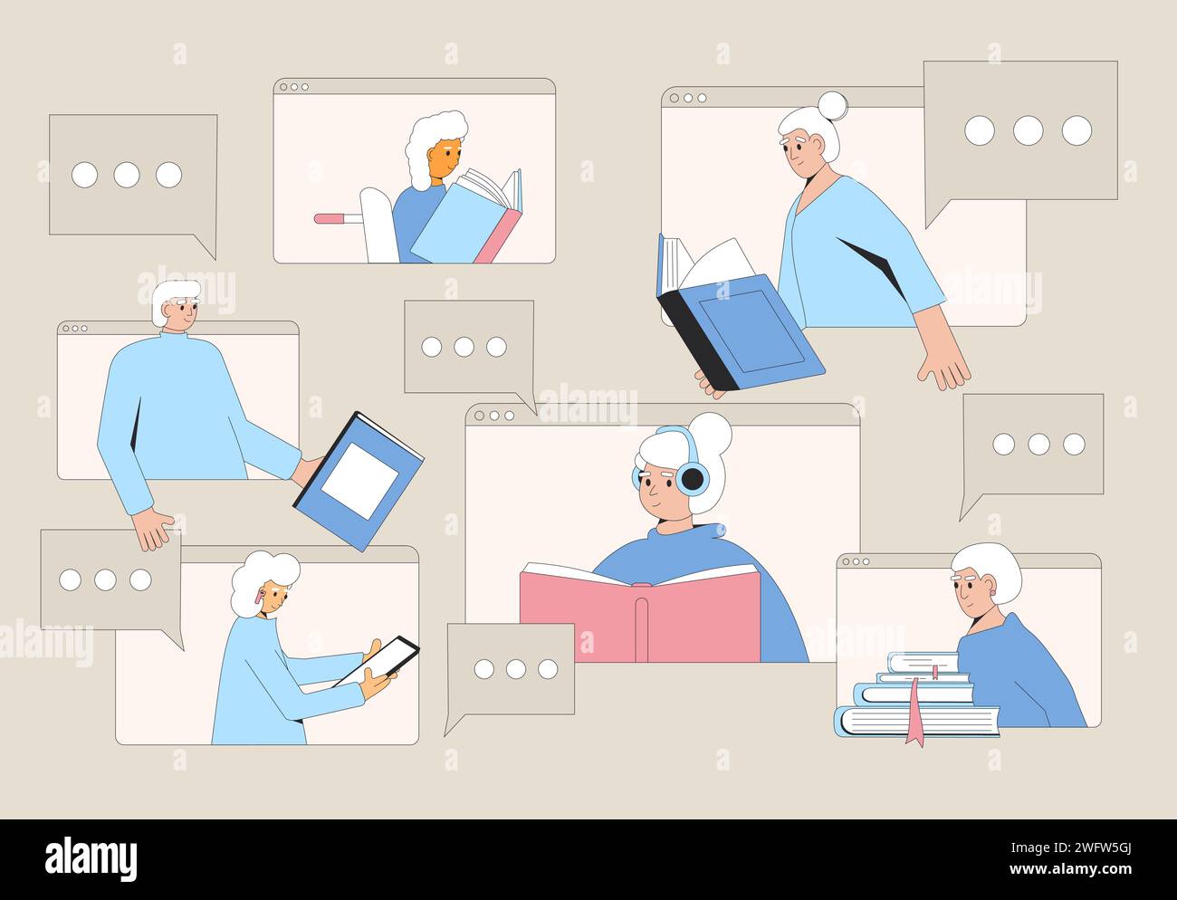 Senior reading a book Stock Vector Images - Alamy