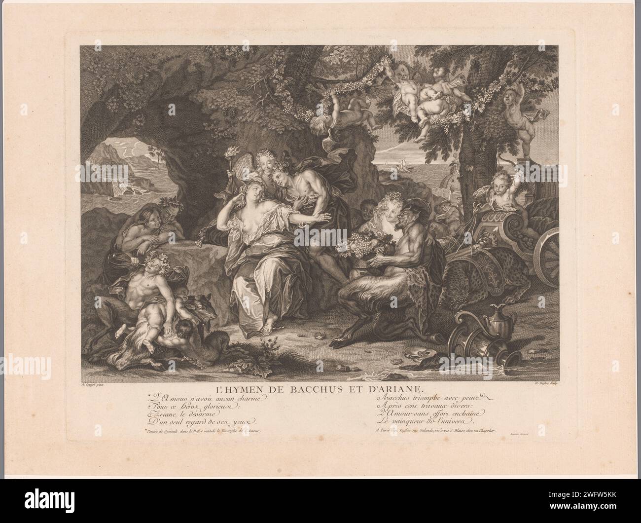 Bacchus en Ariadne, Claude Duflos, after Antoine Coypel, 1675 - 1727 ...