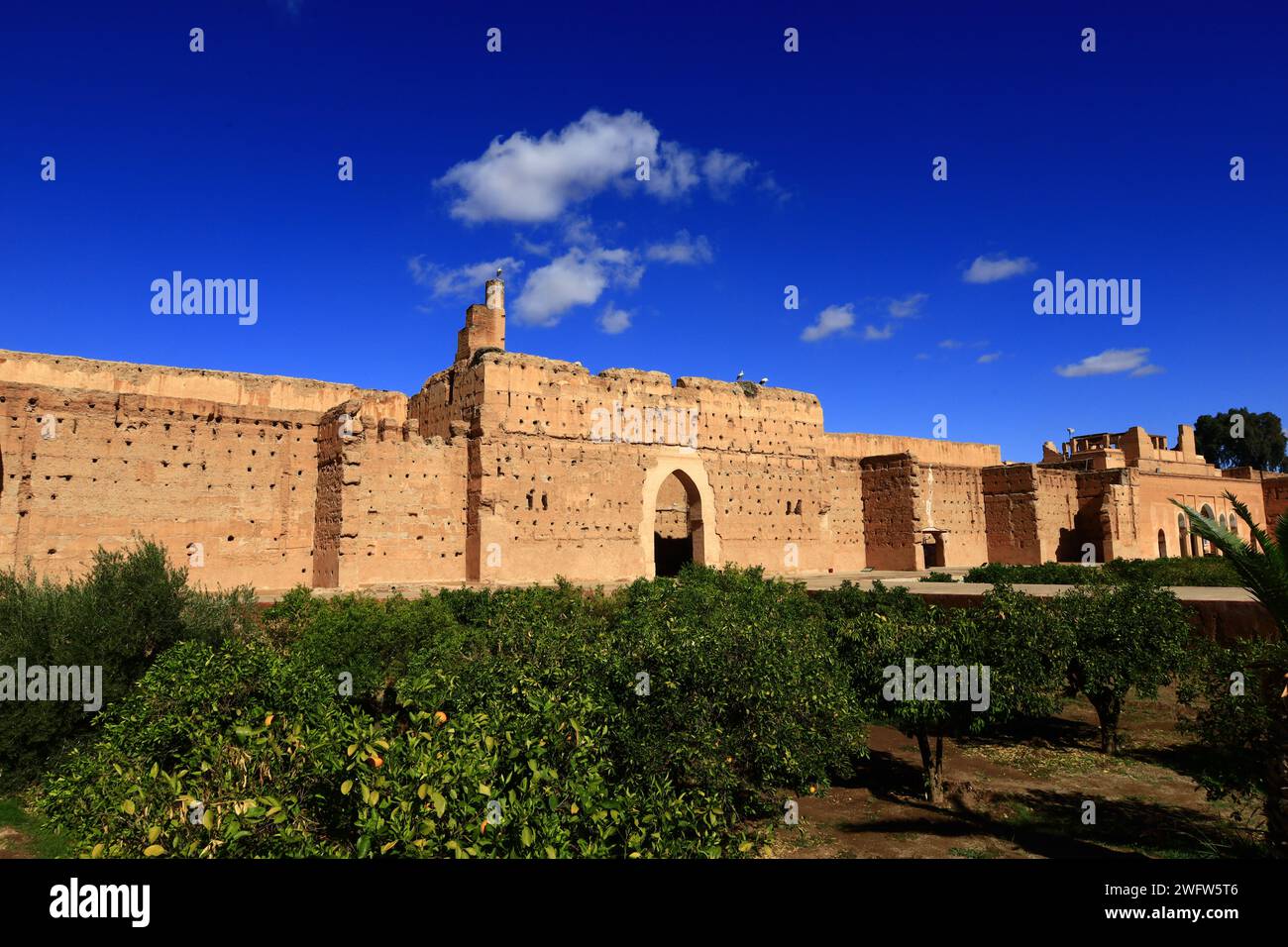 El Badi Palace is a ruined palace located in Marrakesh, Morocco Stock ...