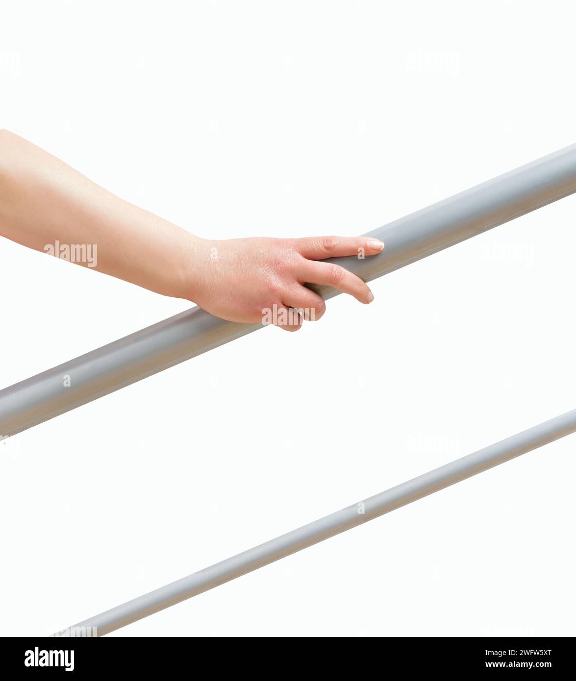 Hand on handrail Cut Out Stock Images & Pictures - Alamy