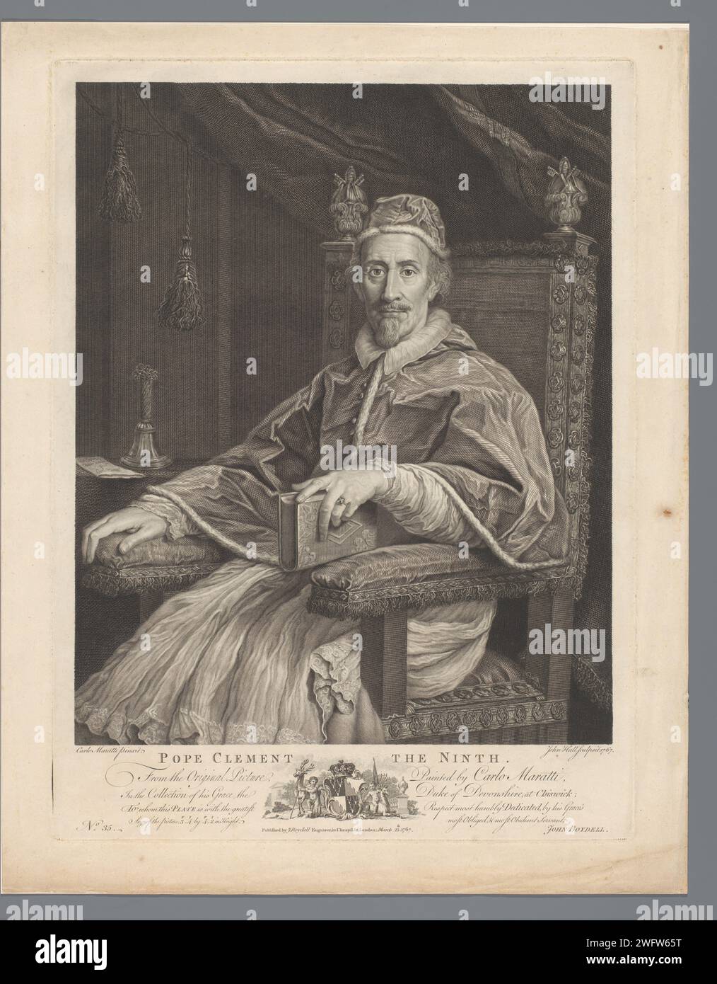Portret Van Paus Clemens IX, John Hall, After Carlo Maratta, 1767 print ...