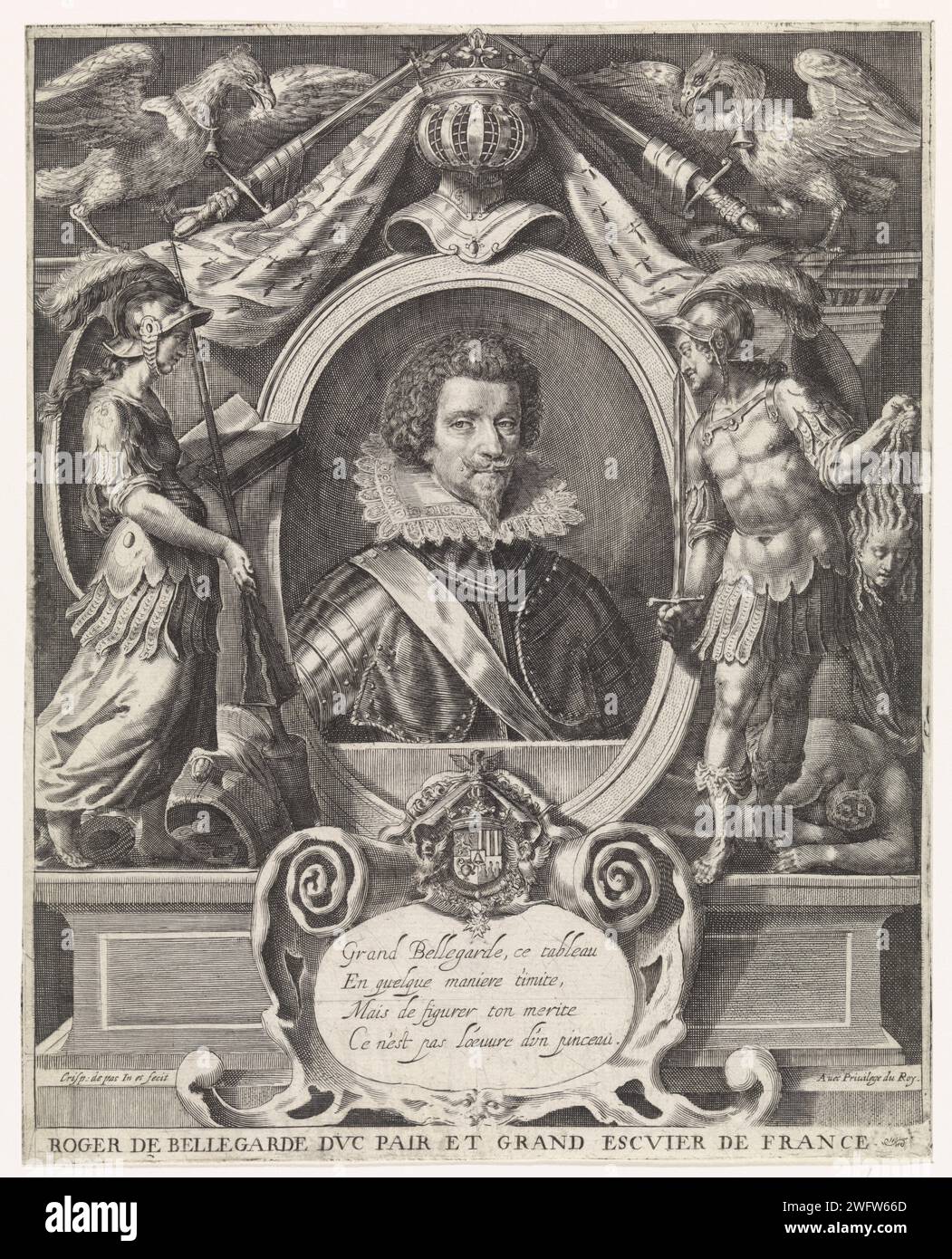 Portrait of Roger de Saint-laary de Bellegarde, Crispijn van de Passe ...