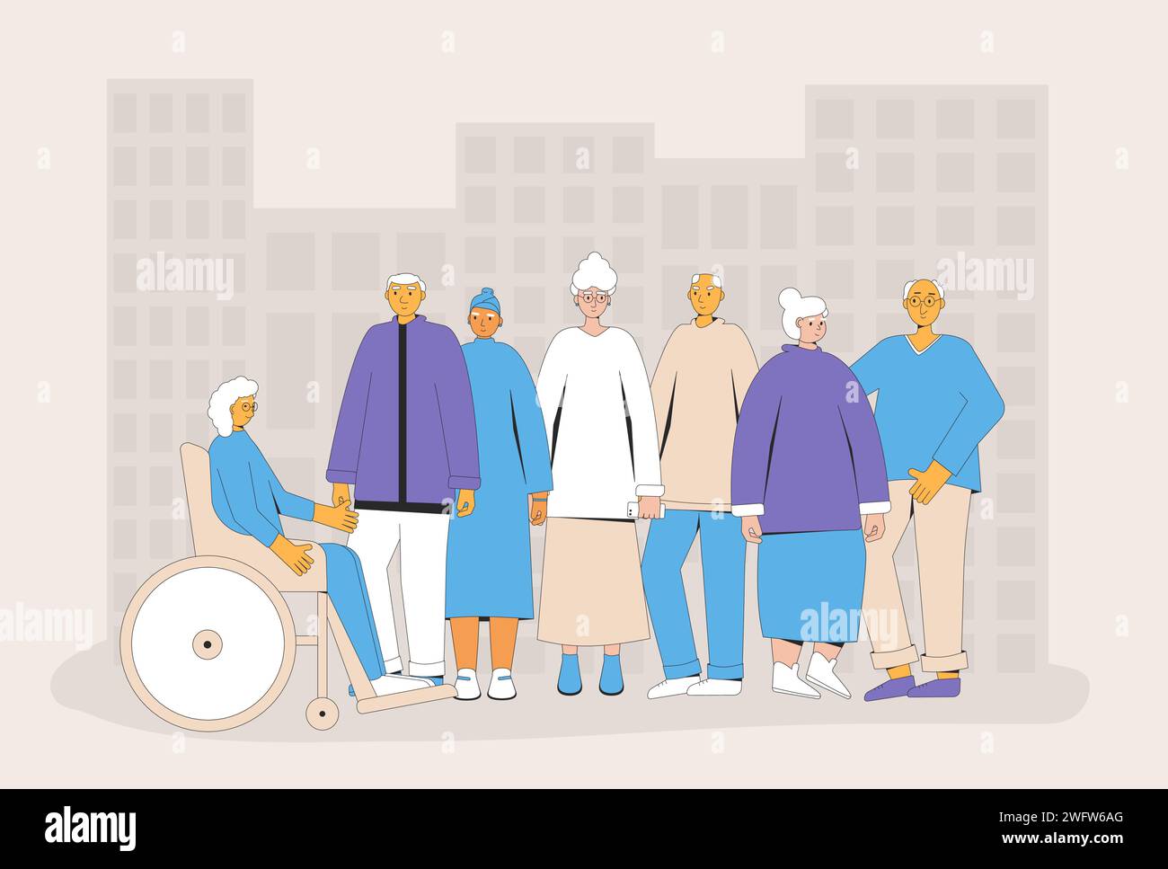International senior citizens day. Elderly friends. Group of older ...