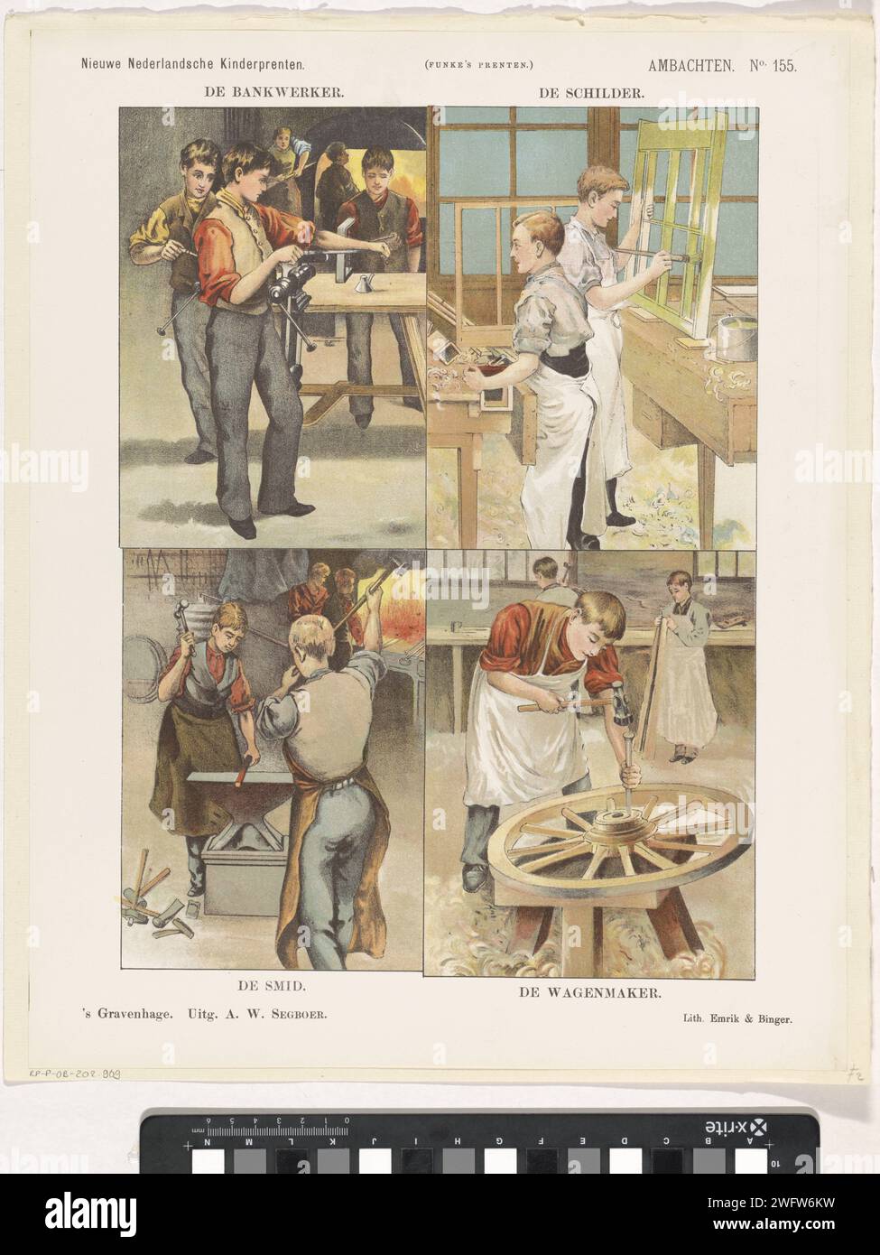 Crafts, 1903 - 1919 print Leaf with 4 performances of a bank worker, a ...