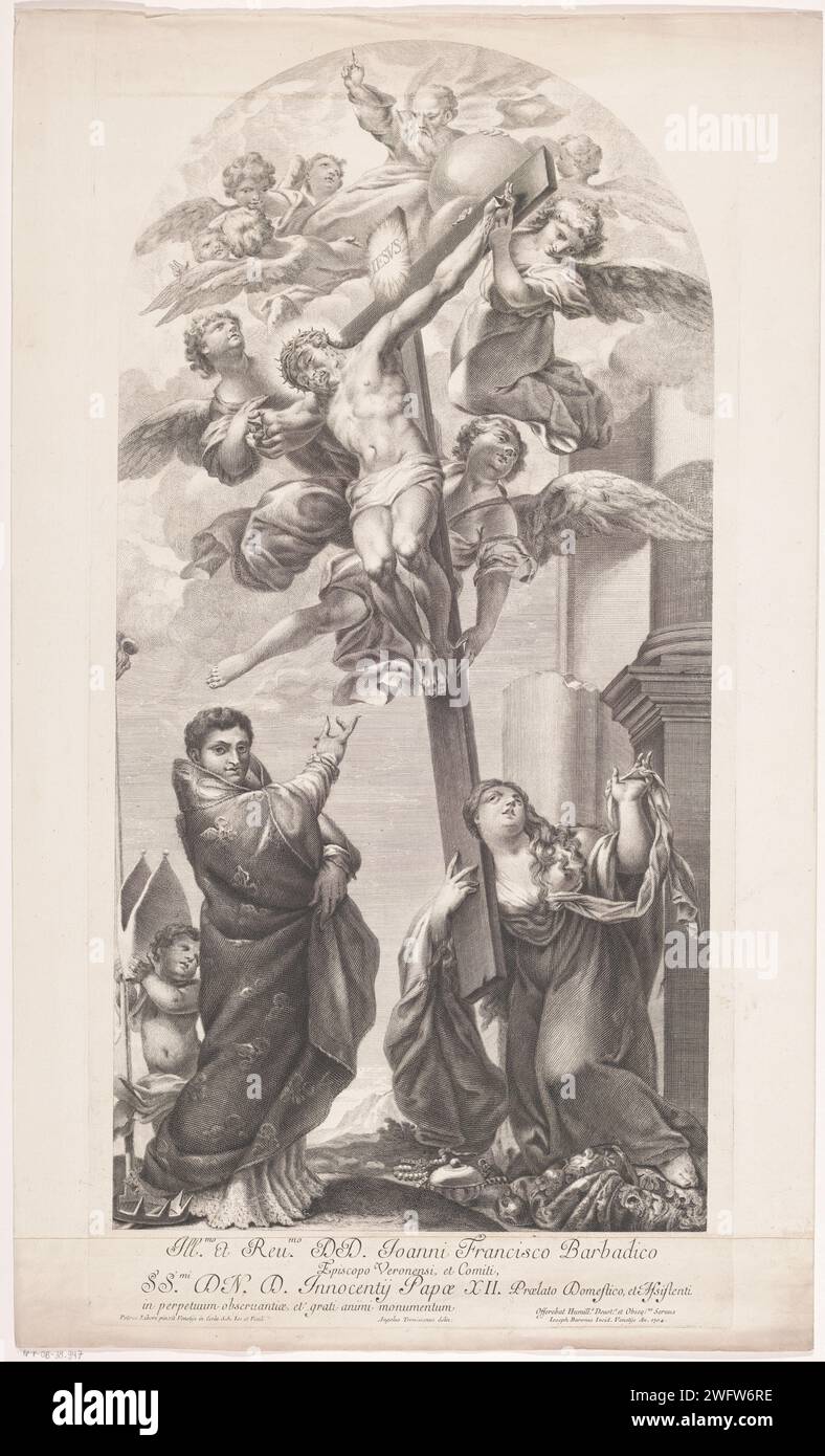 Christ on the cross with Mary Magdalena and a bishop, Giuseppe Baroni ...