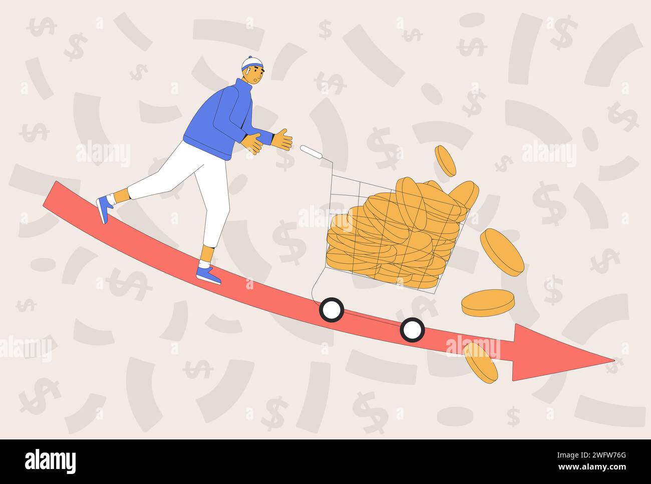 Inflation. loss of money. Investment fail. Economical finance crisis ...