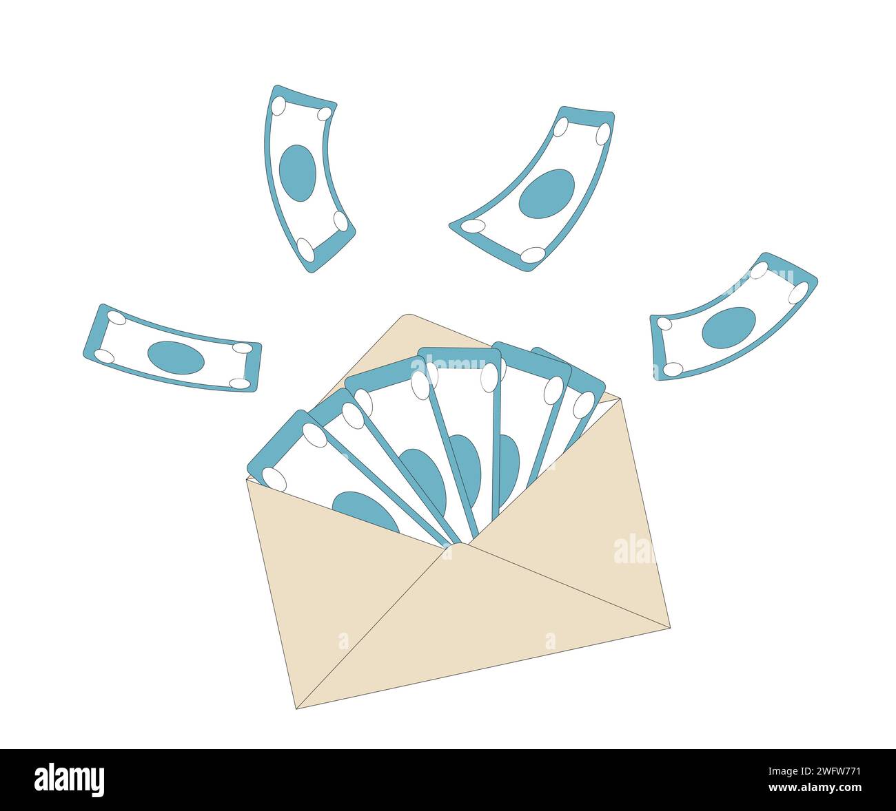 Money Envelope with cash. Investments Vector flat illustration isolated ...