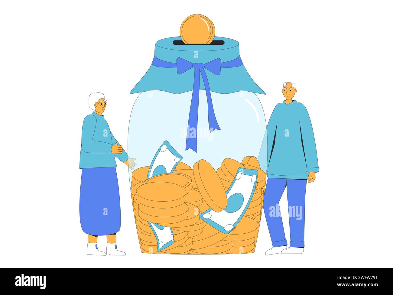 Saving for retirement happy life. Pension preparation plan. Finance for ...