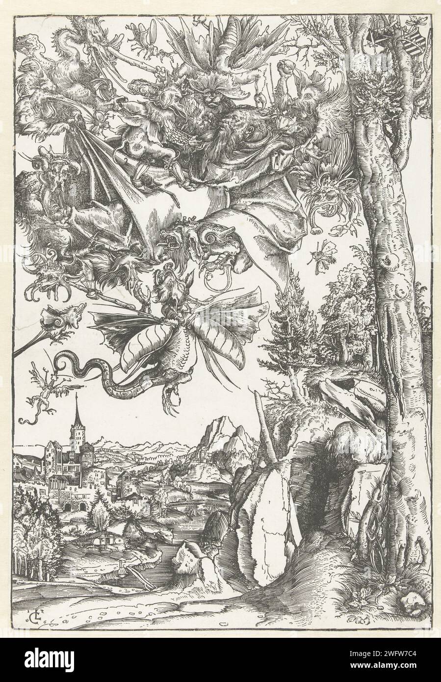 Antonius's temptation with attack by Demons, Lucas Cranach (I), 1506 ...