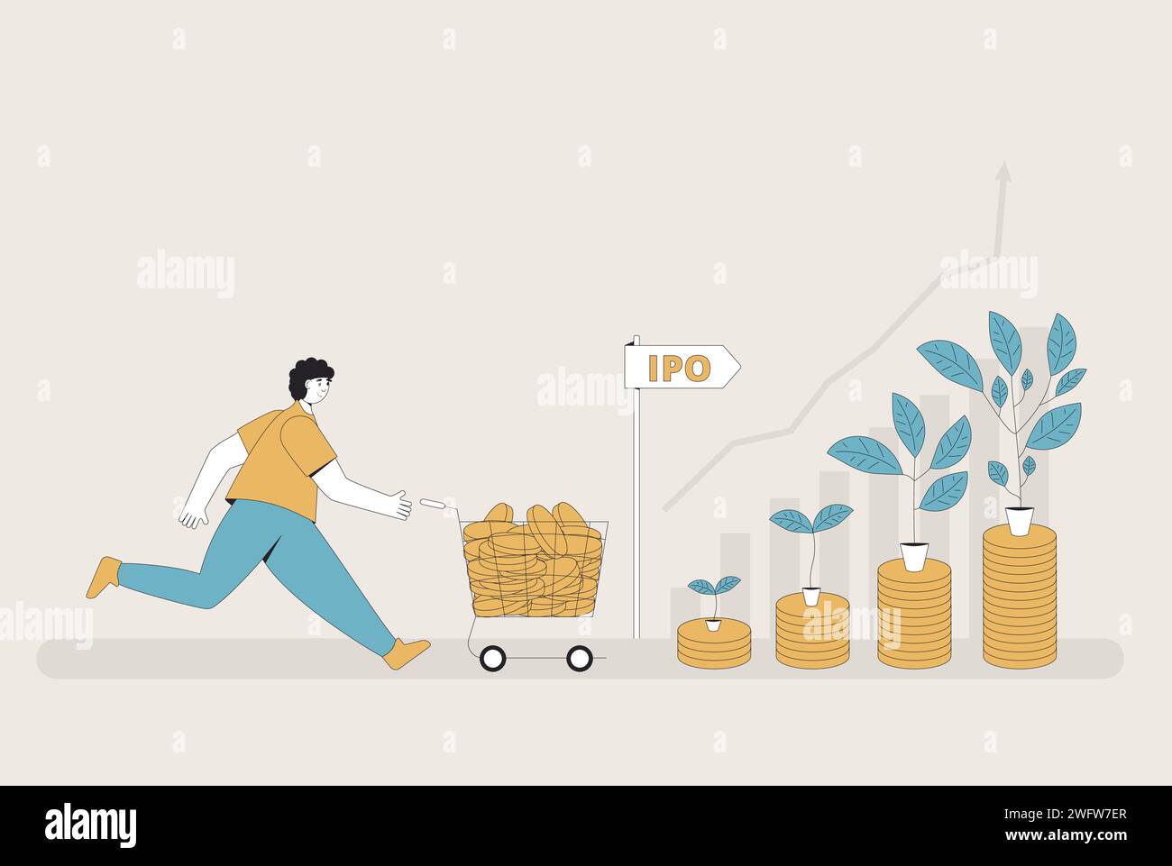 IPO Initial Public Offering. Stock investor. Vector modern flat ...