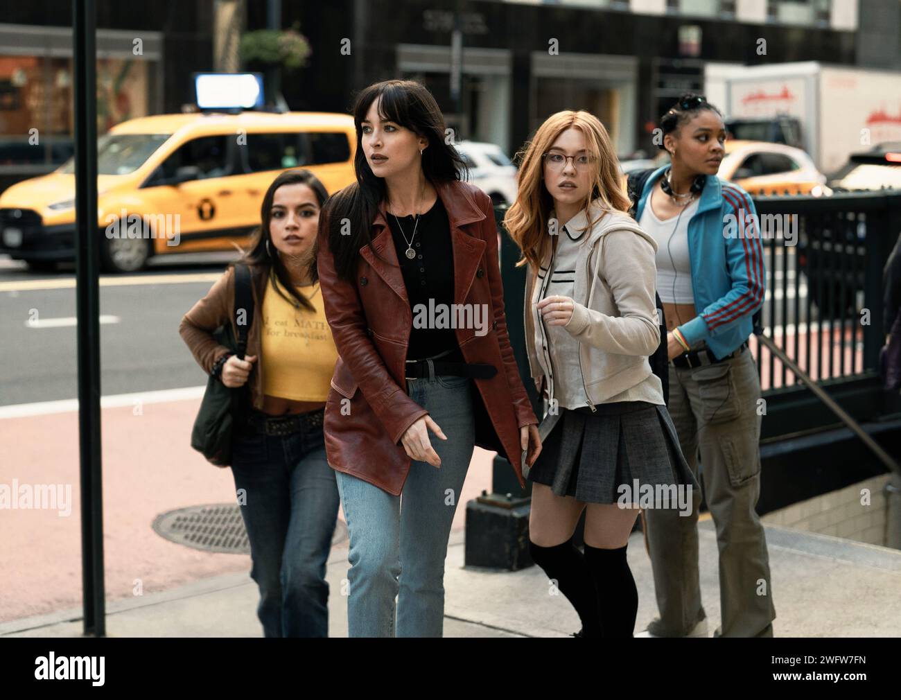 Madame Web Isabela Merced, Dakota Johnson, Sydney Sweeney & Celeste O'Connor Stock Photo - Alamy