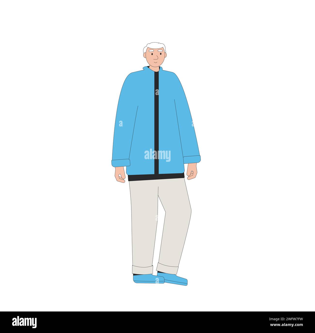 Senior man isolated on white background. Older adult character on ...