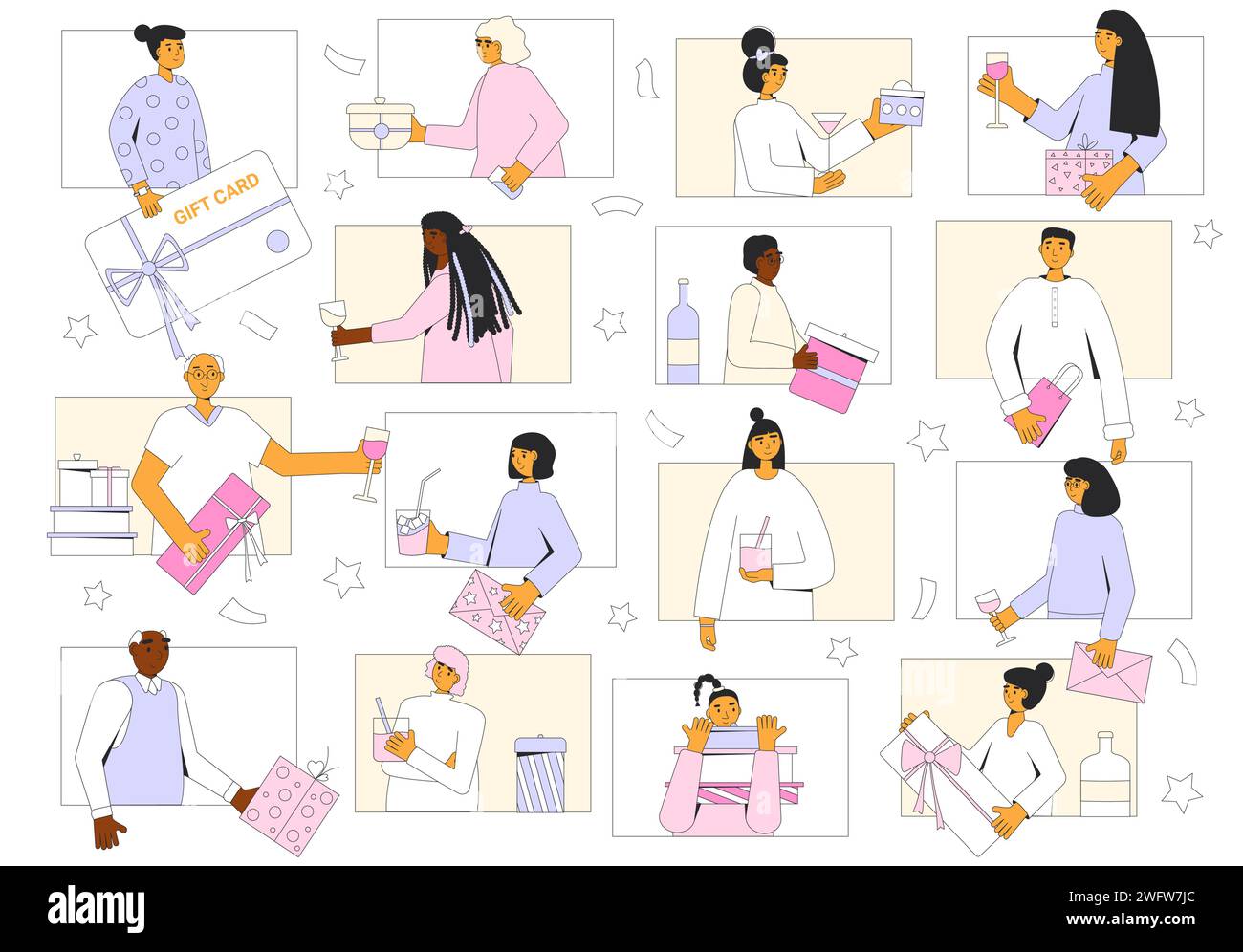 Celebration holiday online. Party remote. Videoconferencing friends ...