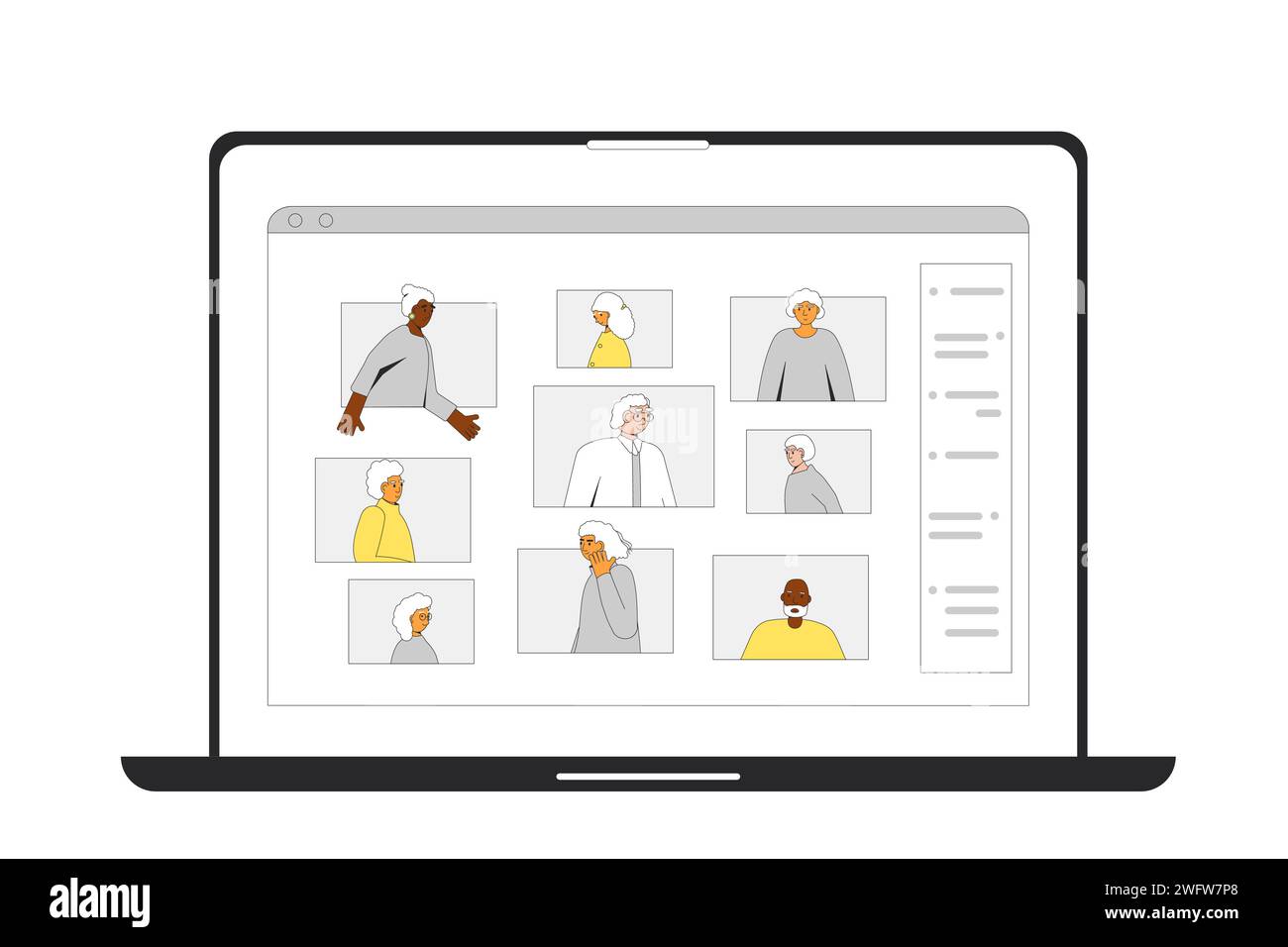 Elderly people online meeting. Senior aged men and women talking remote ...