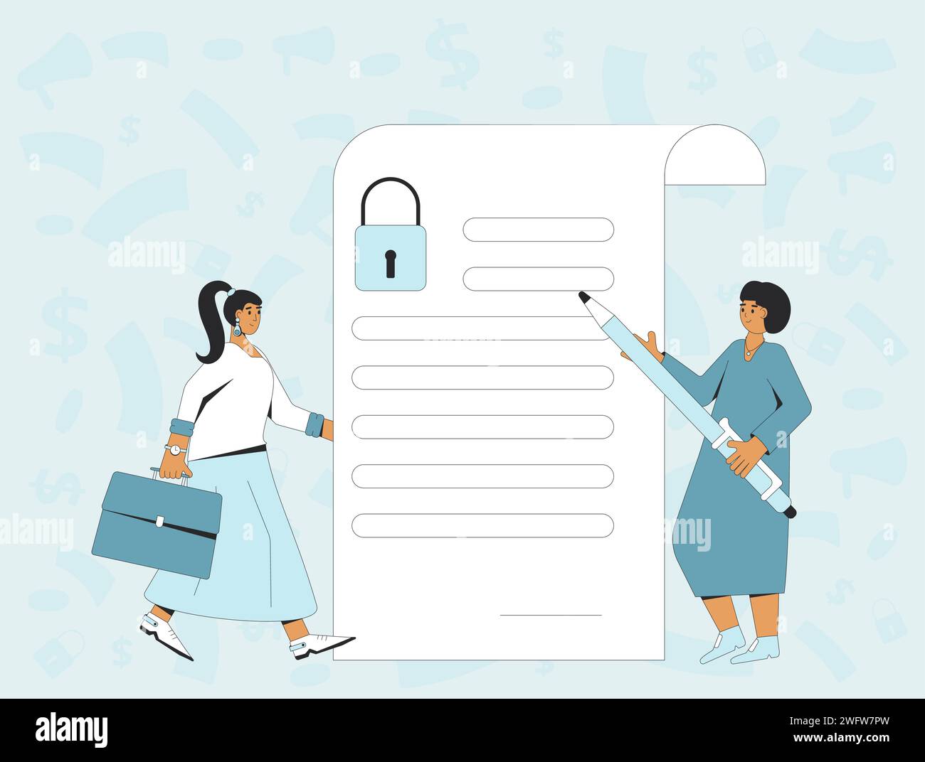 NDA concept. Non disclosure agreement. Confidentiality paper. Vector ...