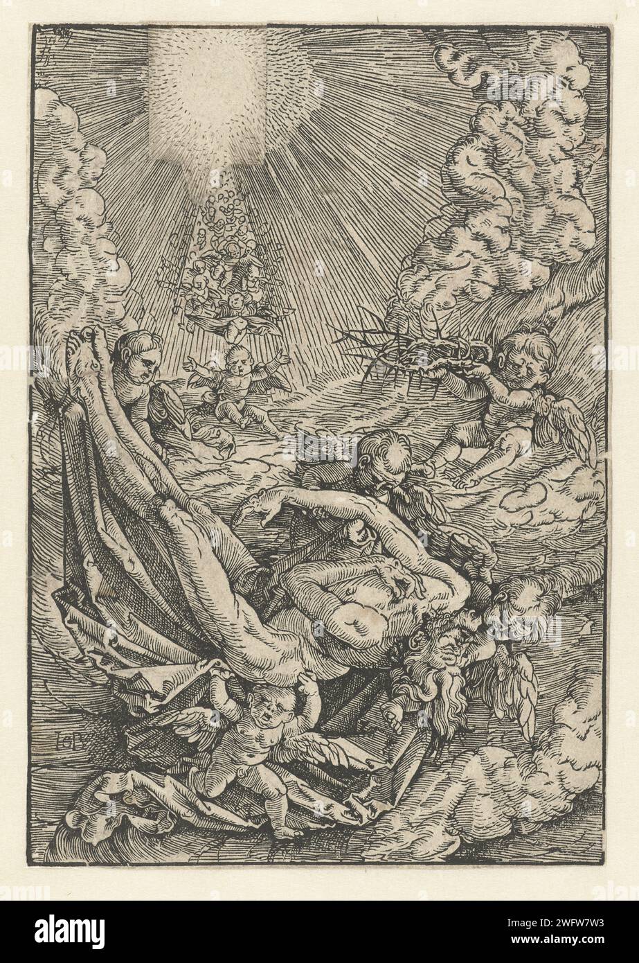 Body of Christ worn up by angels, Hans Baldung Grien, 1515 - 1517 print ...