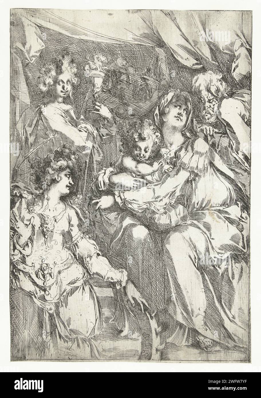 The Holy Family, Jacques Bellange, 1602 - 1616 print Mary with the ...