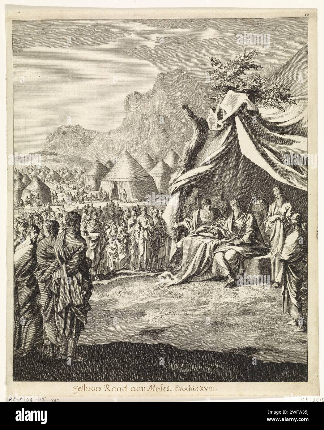 Jetro gives Mozes advice, Jan Luyken, 1708 print Amsterdam paper ...
