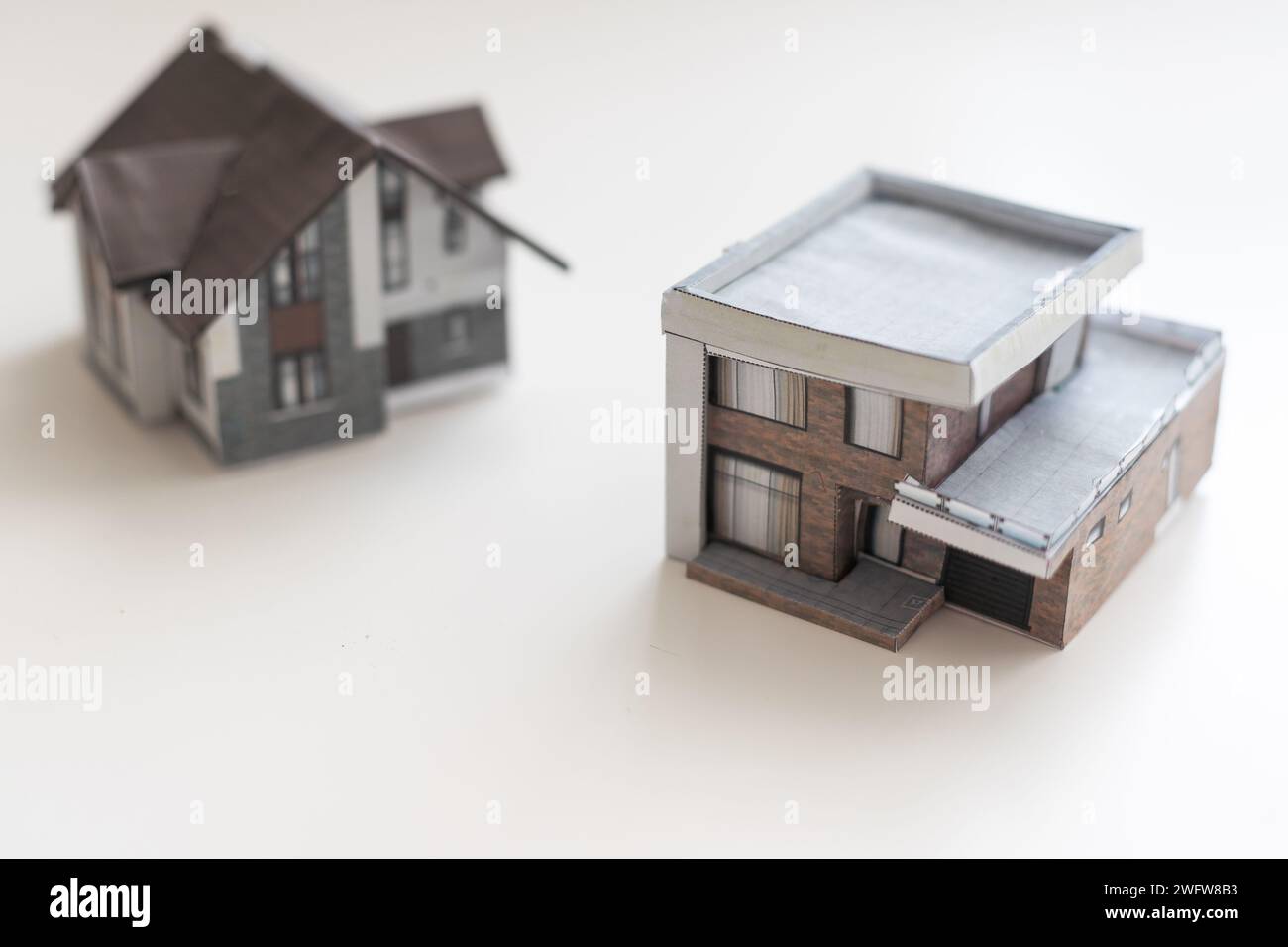 white paper miniature house layout Stock Photo - Alamy