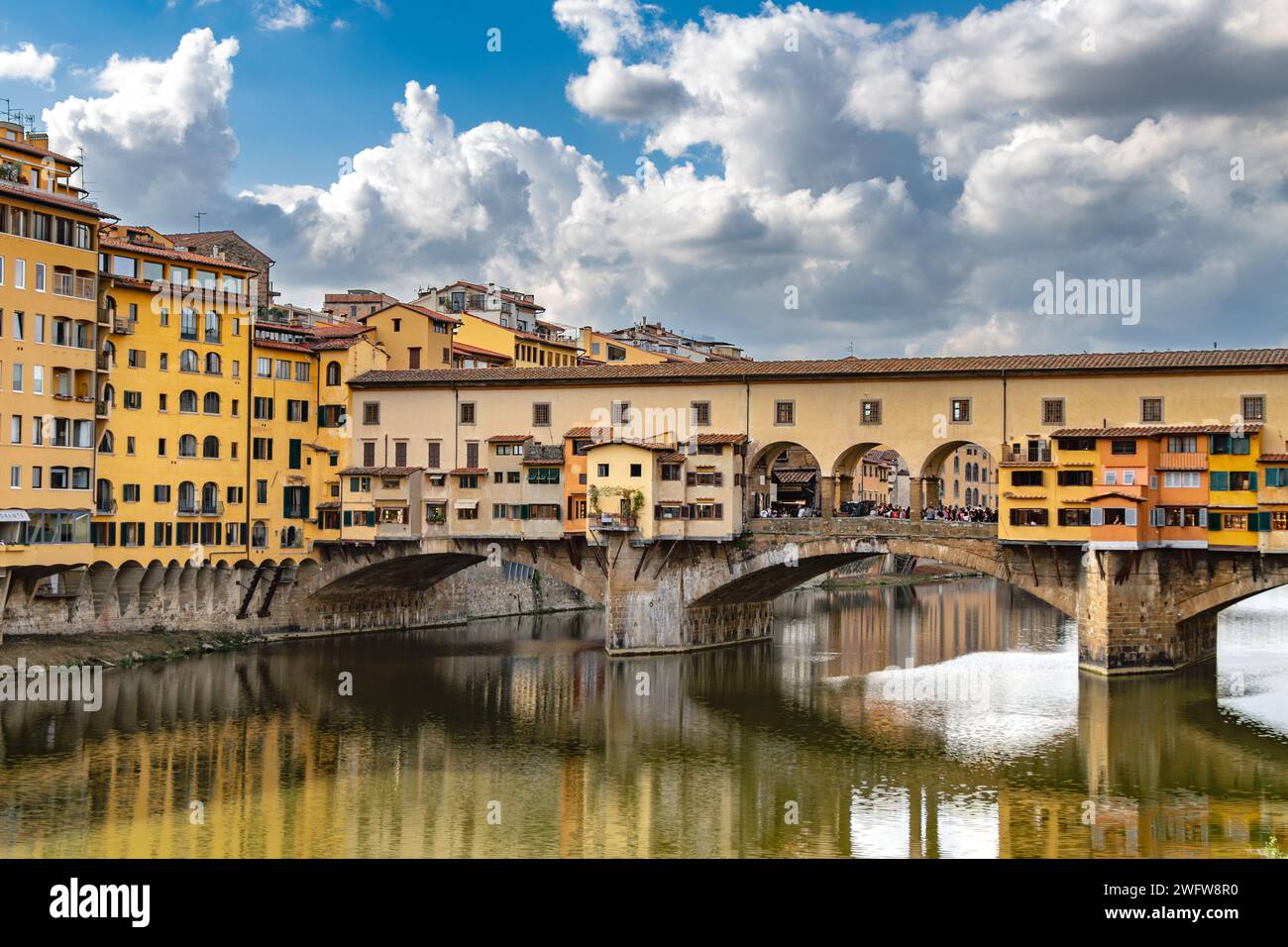 The Ponte Vecchio bridge ,a medieval stone arch bridge spanning The ...