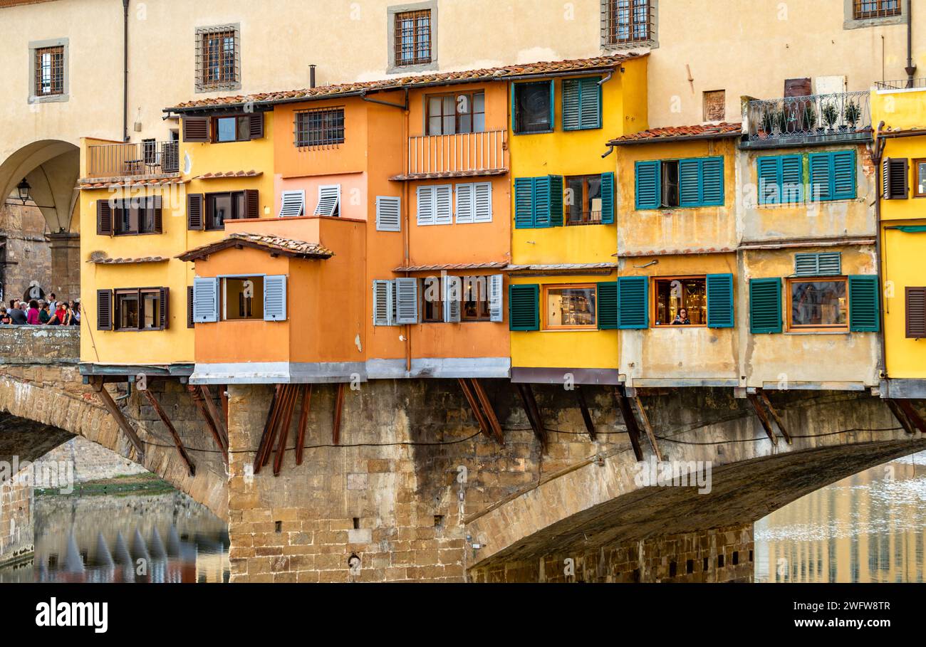 The Ponte Vecchio bridge ,a medieval stone arch bridge spanning The ...