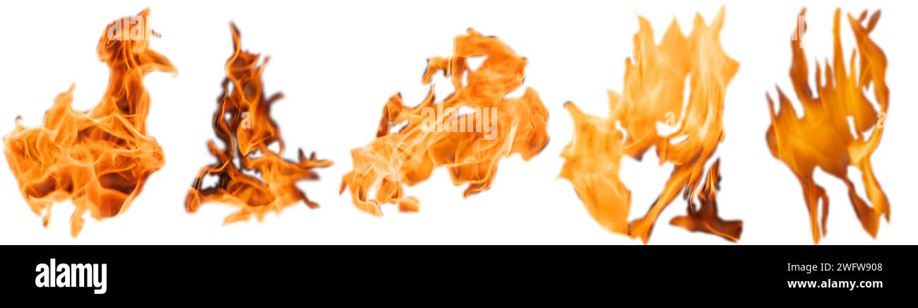 A set of five flame isolates of burning wood Stock Photo - Alamy