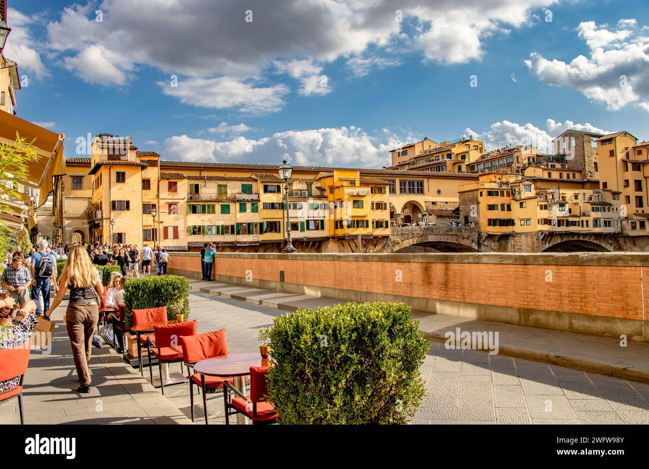 The Ponte Vecchio bridge ,a medieval stone arch bridge spanning The ...