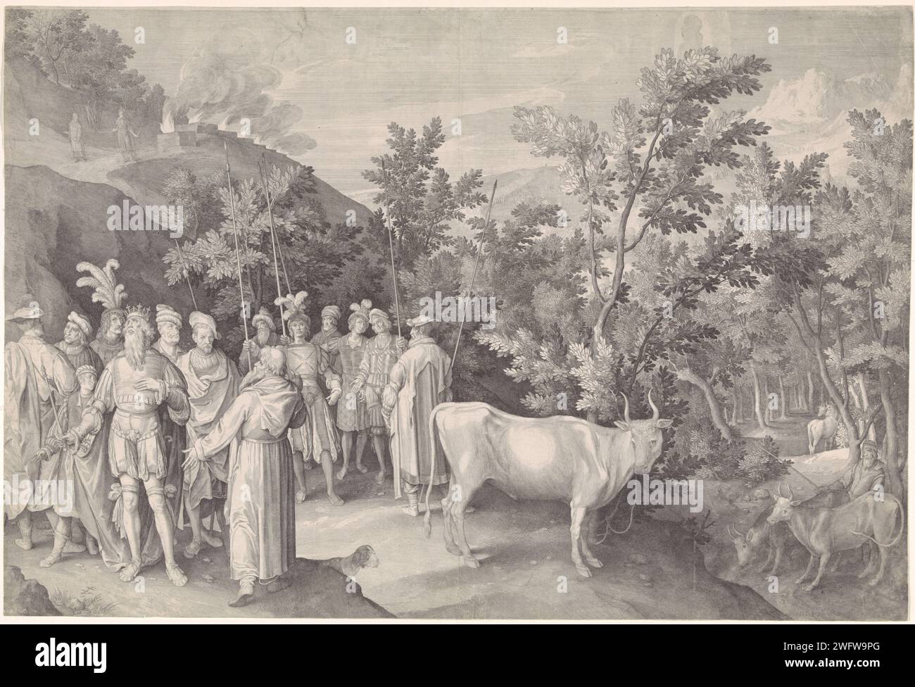 Bilam meets King Balak, Nicolaes de Bruyn, 1617 print Bilam meets King ...