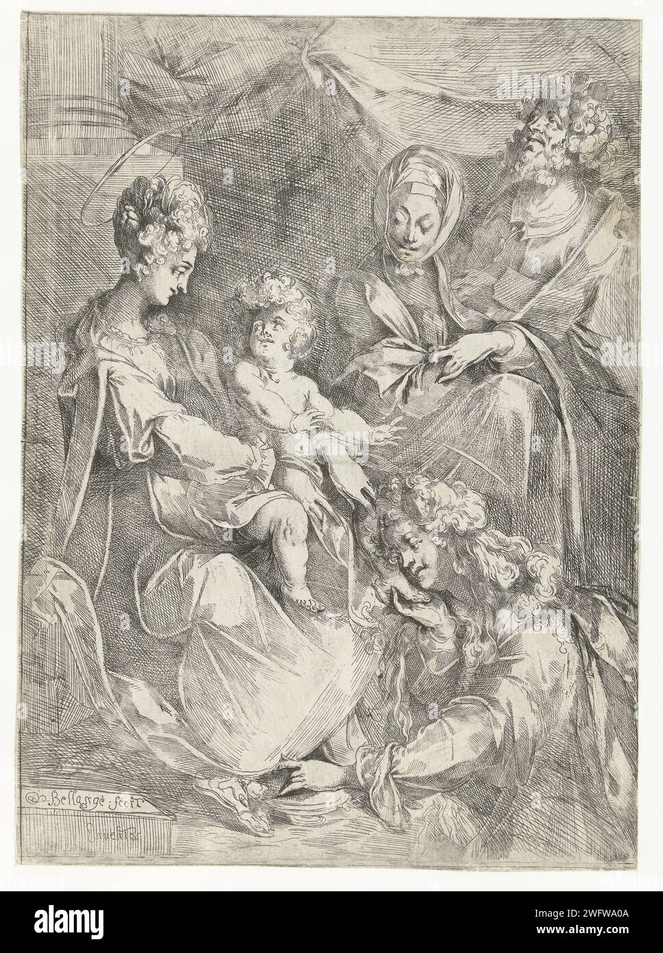 Holy family with Anna and Maria Magdalena, Jacques Bellange (Attributed ...
