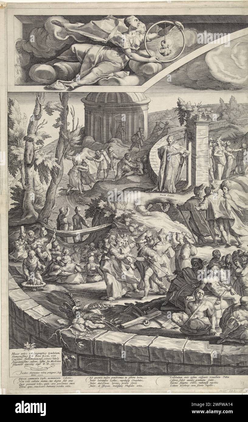 Tabula Cebetis, Linker Blad, Jacob Matham, After Hendrick Goltzius, 1592 print Cebes table ...