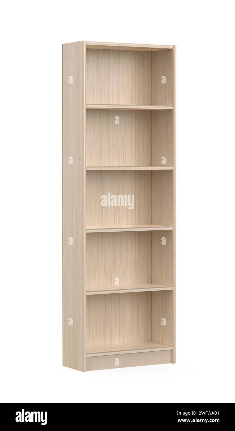 Wooden bookcase on a white background Stock Photo - Alamy