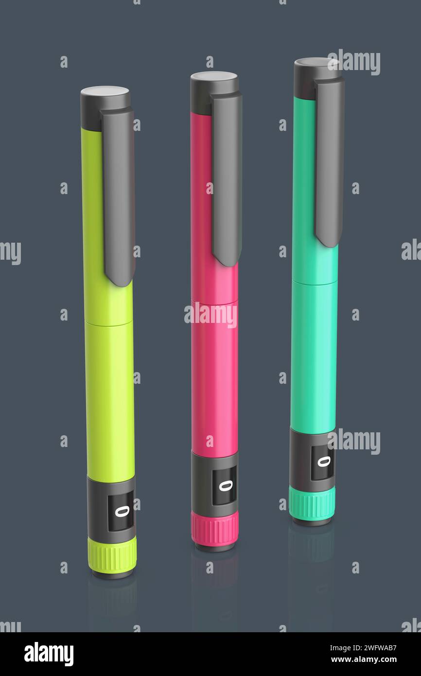 Three different insulin injector pens Stock Photo - Alamy
